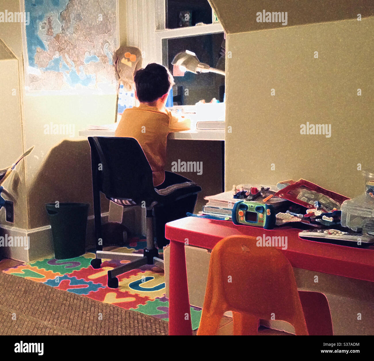 Boy studying desk hi-res stock photography and images - Alamy