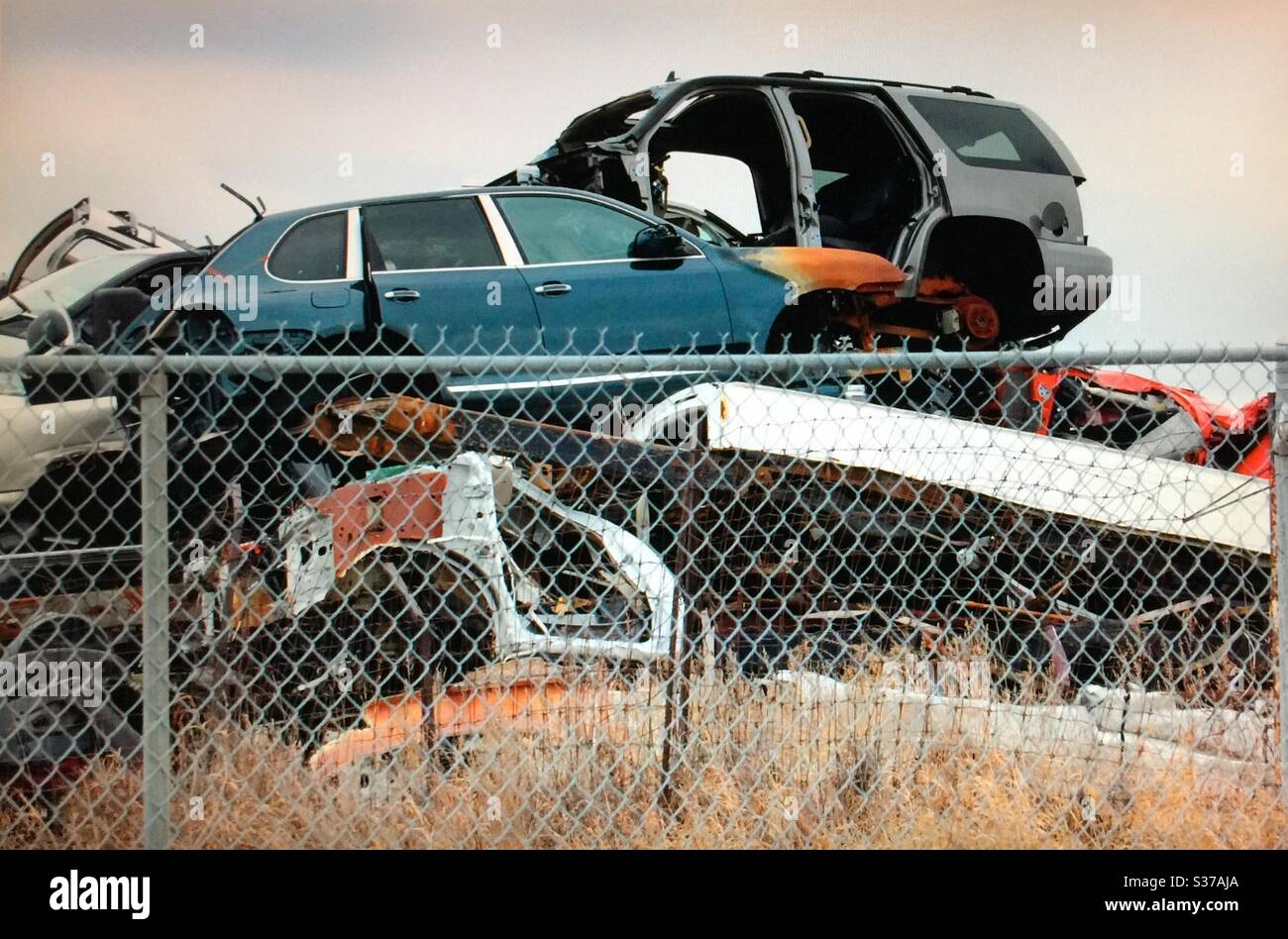 Auto wrecker yard. Auto parts, salvage, scrap metal. Heaps, junk ...