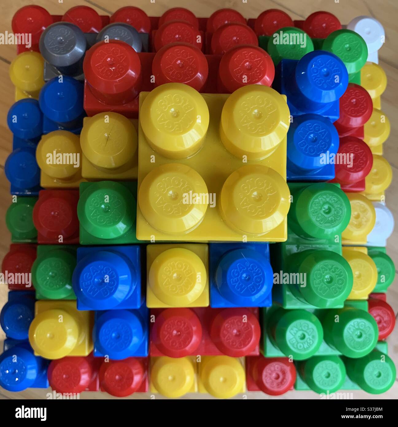 Colorful block pyramid from top view Stock Photo - Alamy