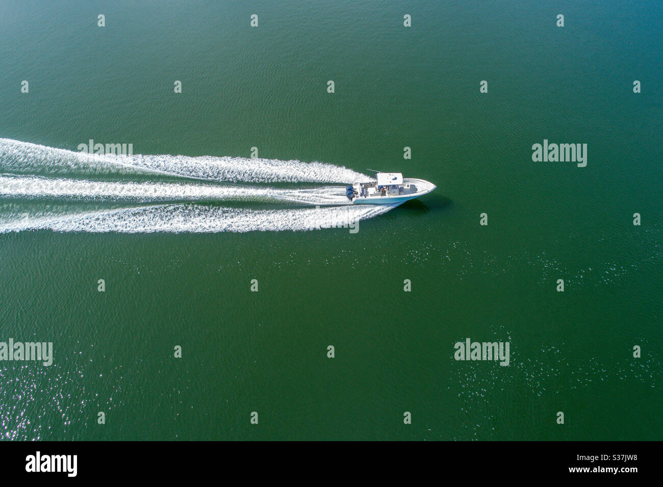 Aerial view of a boat on Ole River in Orange Beach, Alabama Stock Photo ...