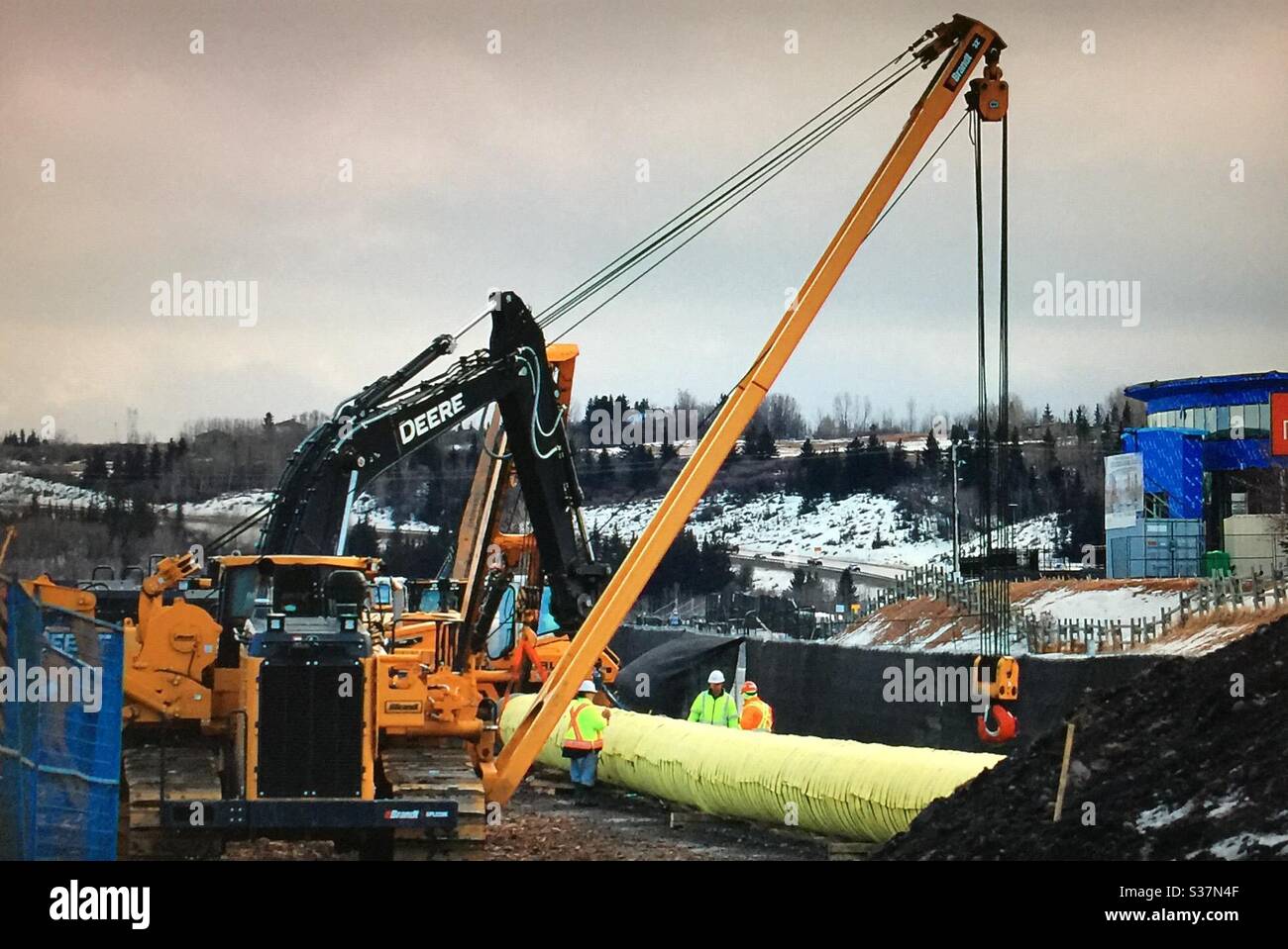 Pipeline construction, Alberta, Canada, West Path Delivery Project ...