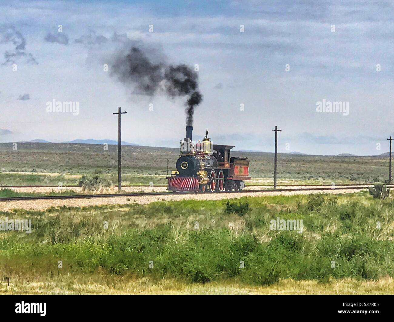 Steam train engines at the Golden Spike, National Historic Monument ...