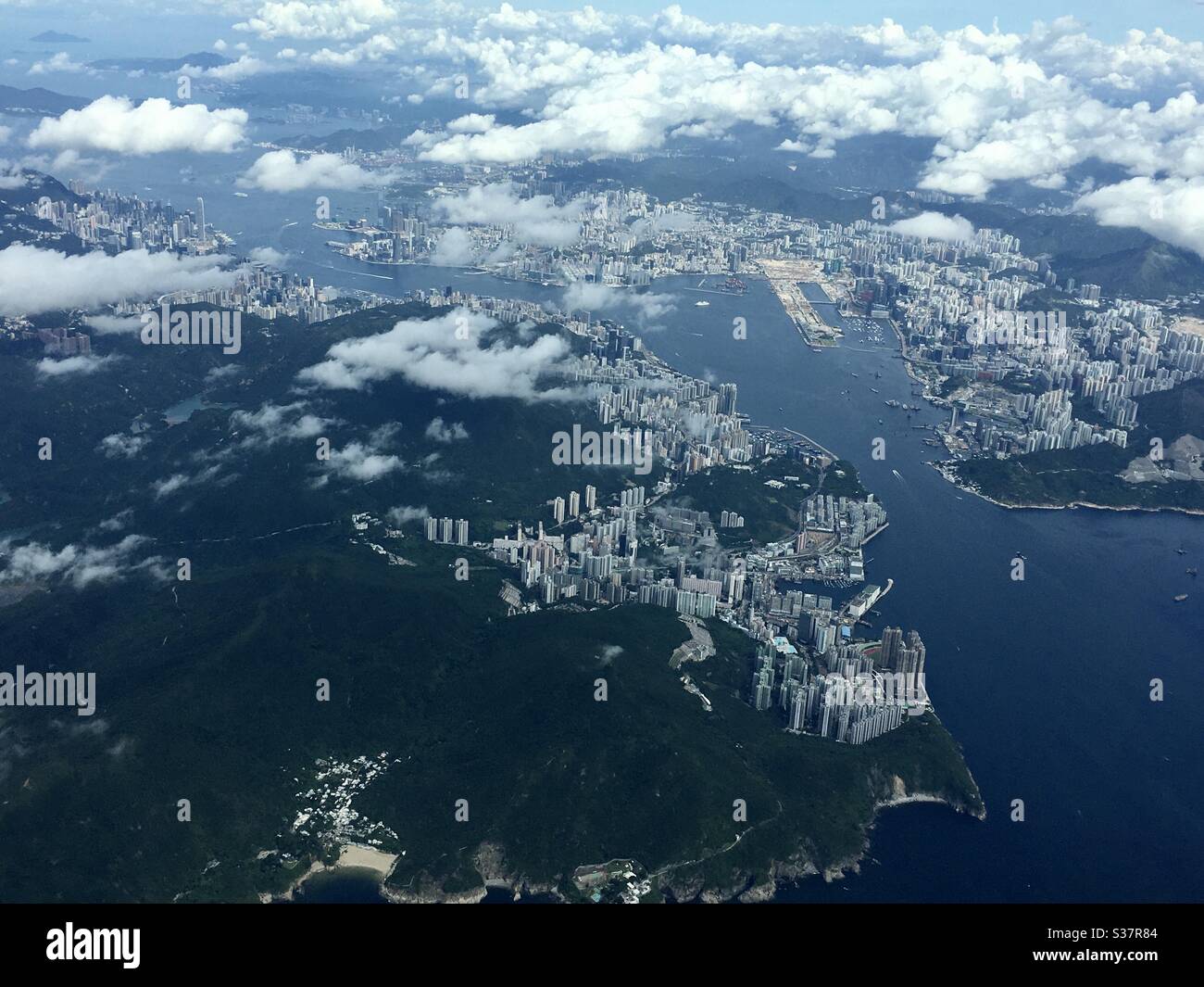 Aerial Image of Hong Kong Island, Kowloon and the old Kai Tak Airport ...