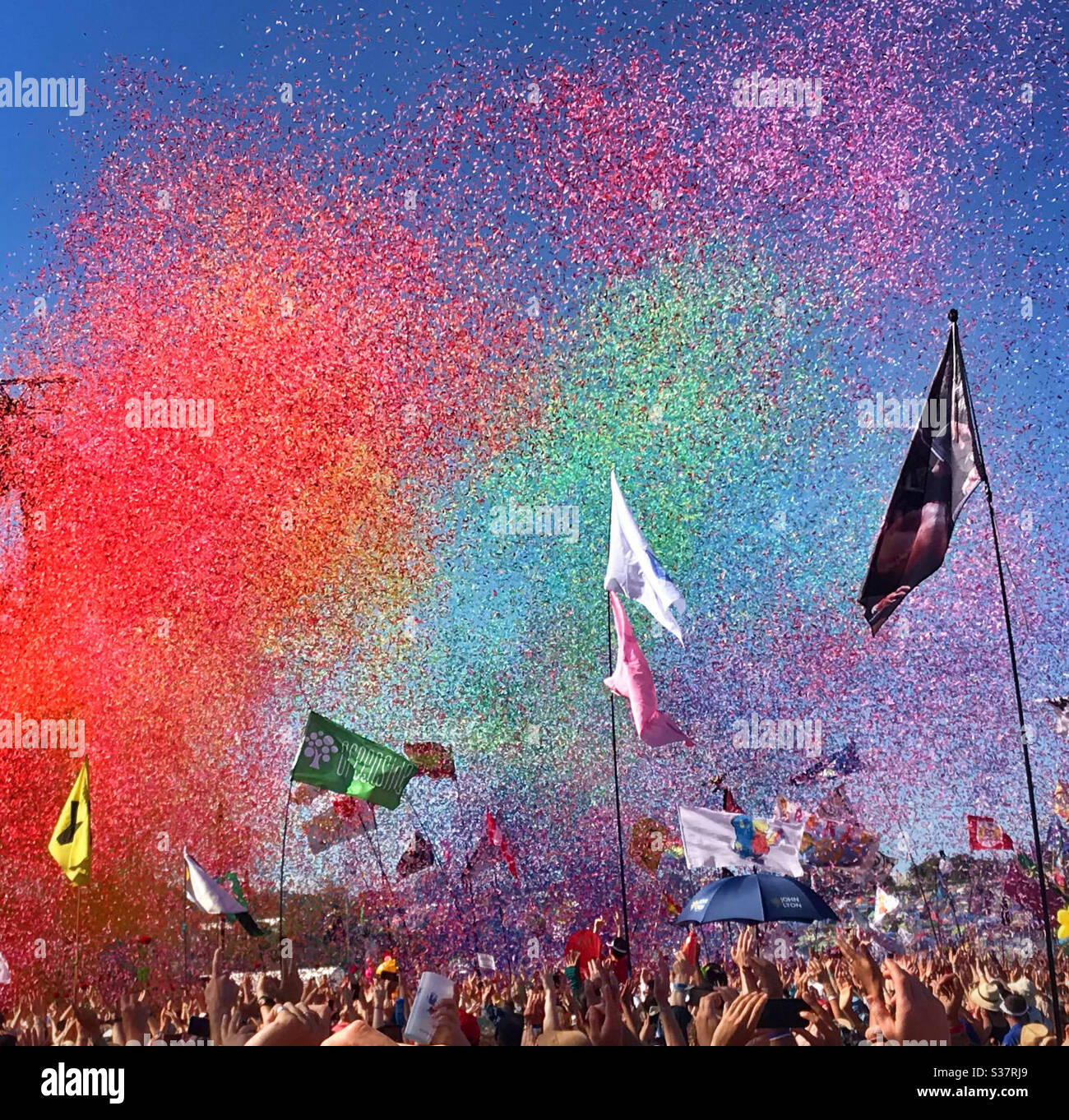 Glastonbury flags pyramid stage hi-res stock photography and images - Alamy