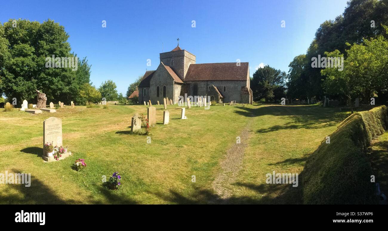 Panoramic view of St Augustine’s Church, Northbourne, Kent Stock Photo ...