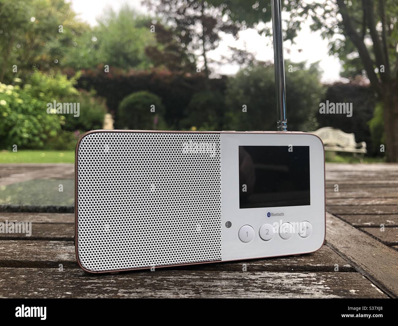 Radio in the garden Stock Photo - Alamy