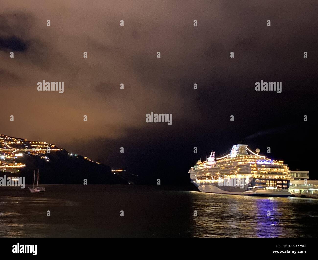A cruise ship docked in Madeira Portugal overnight Stock Photo - Alamy