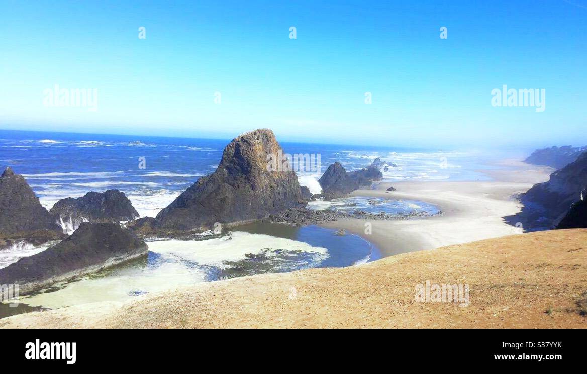 This beautiful and scenic photo was taken on the Oregon coast Stock ...