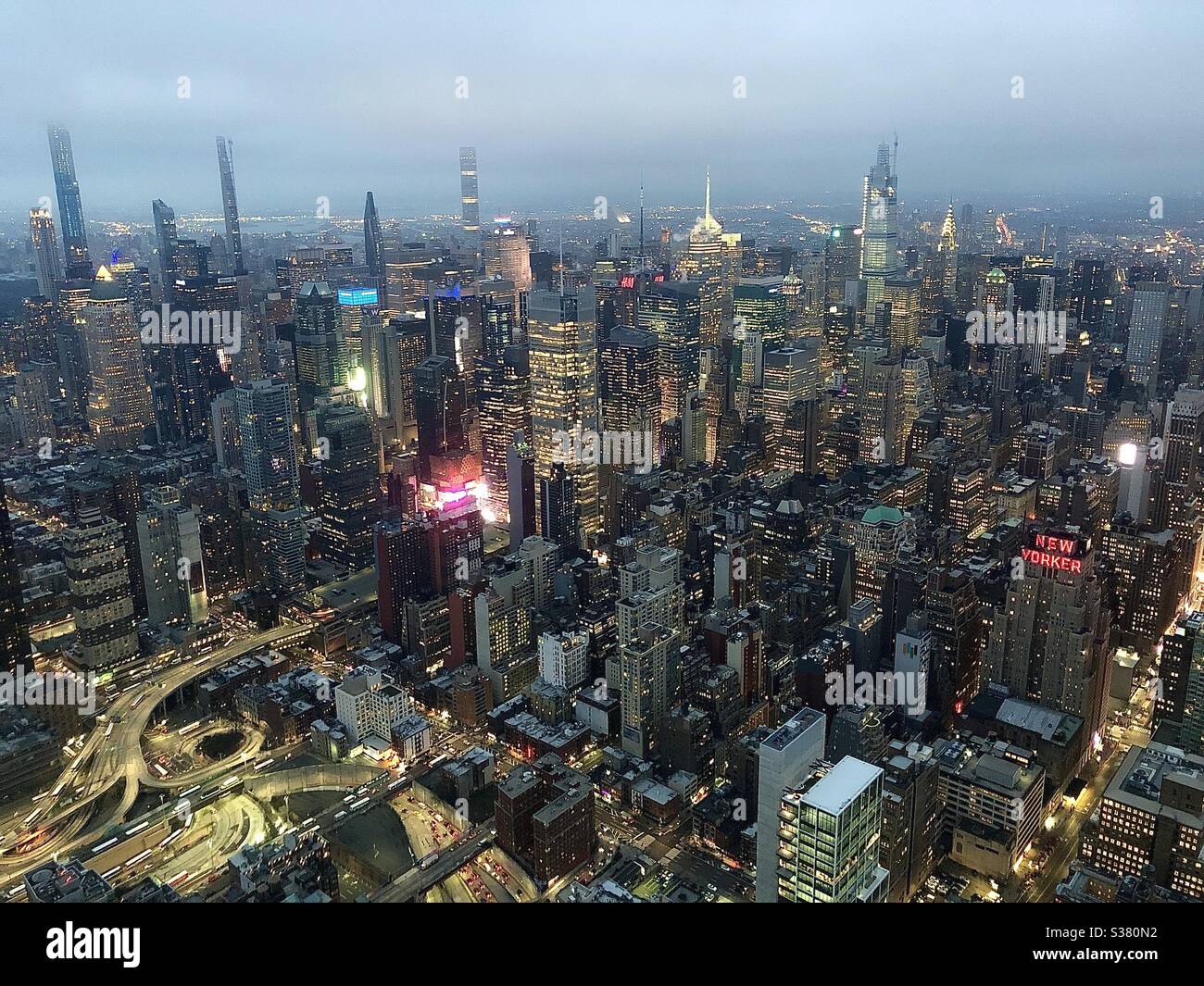 View from The Edge overlooking midtown Manhattan at Hudson Yards in New ...