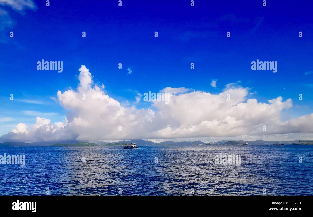 Views of Cheng Chau island and Lantau from pak kok on Lamma Island ...