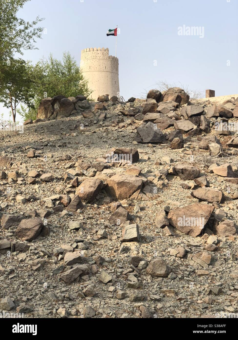 Al Ghayl Fort in Kalba Birds of Prey Centre, Sharjah, UAE Stock Photo ...
