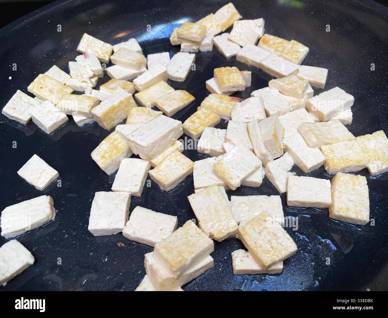 Fried tofu squares Stock Photo - Alamy