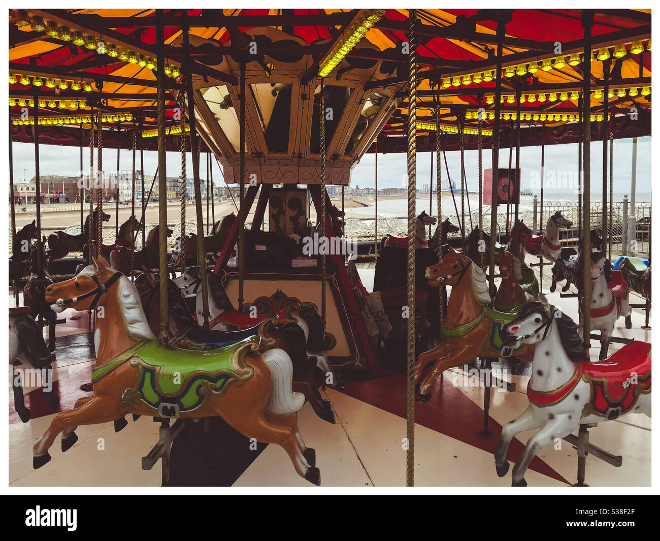 Carousel on central pier, Blackpool Stock Photo - Alamy