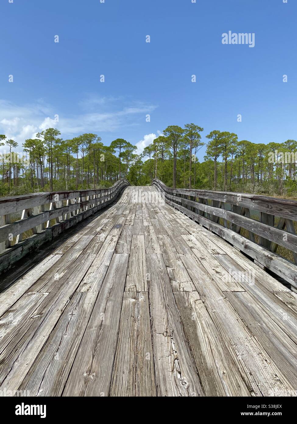 Old long wooden bridge hi-res stock photography and images - Alamy