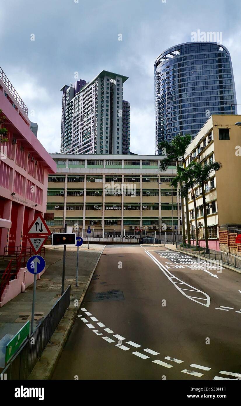 Old buildings with new modern buildings in Sai Wan ho, Hong Kong Stock ...