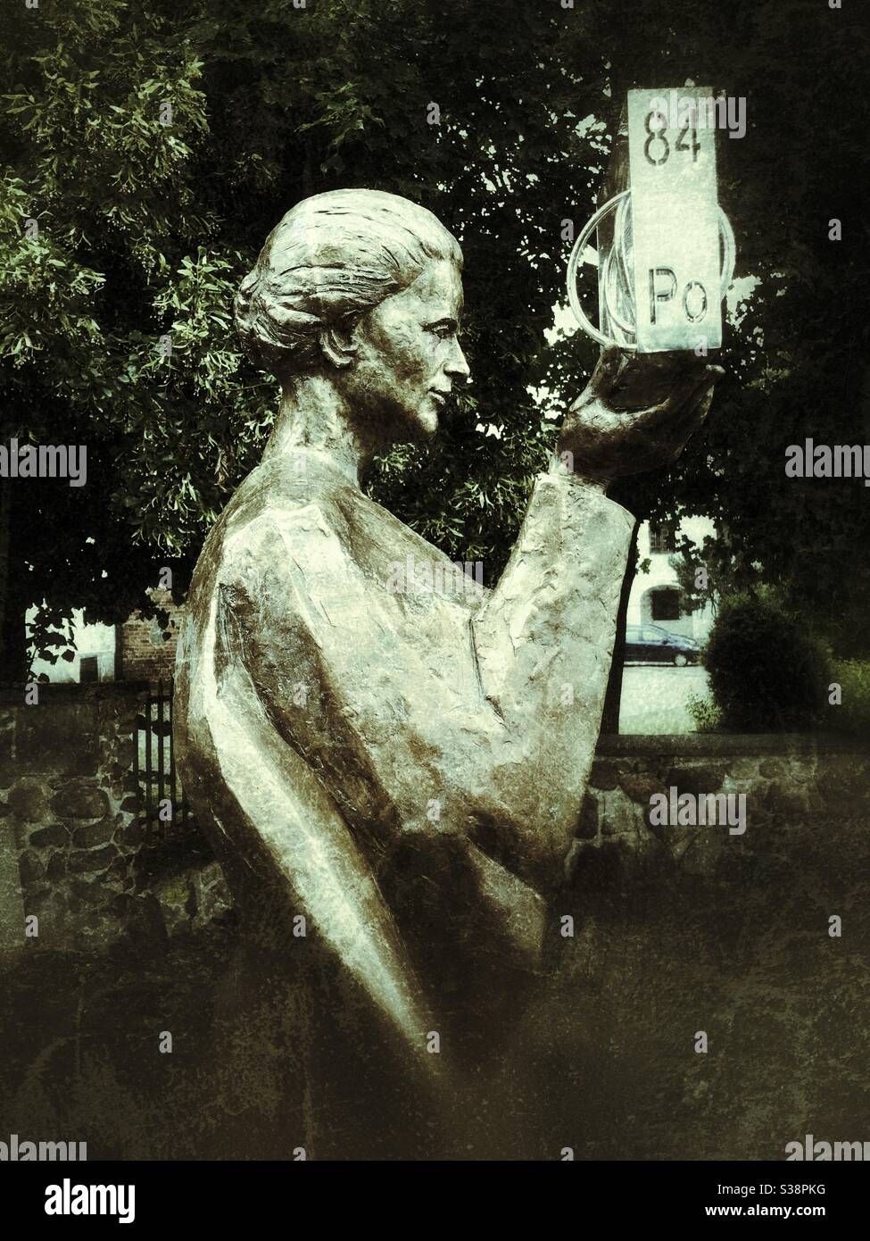 Warsaw Poland statue of Nobel prize winner scientist Marie Skłodowska ...