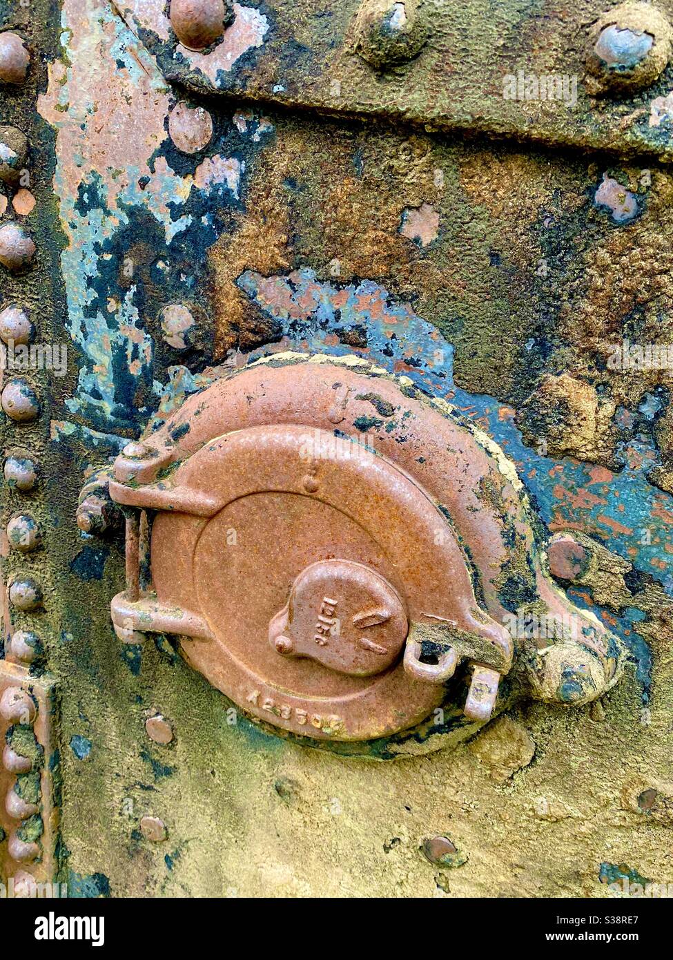 Rusted shut boiler door Stock Photo - Alamy