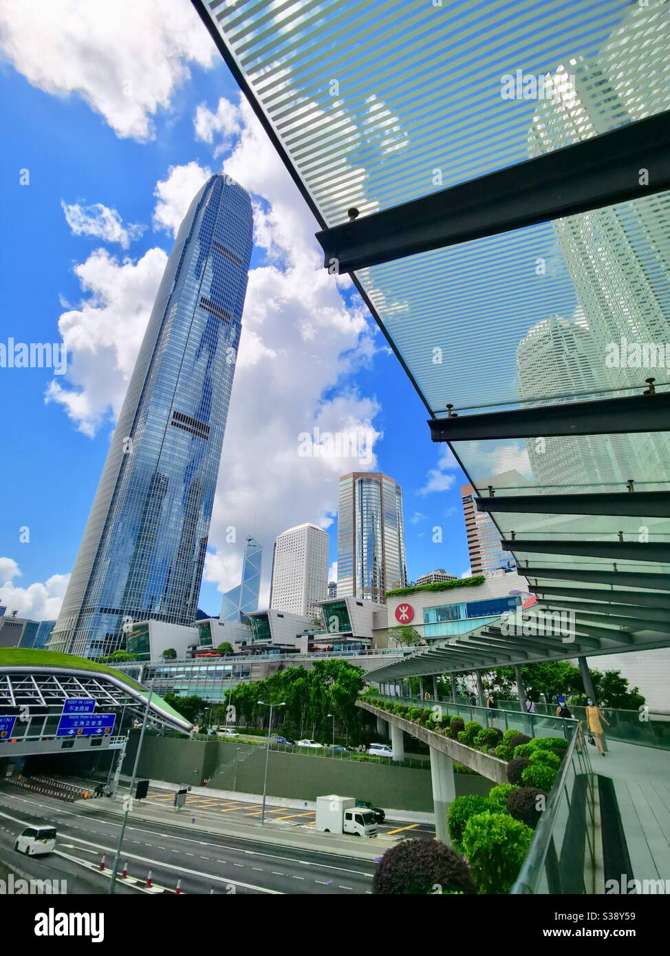 A pedestrian bridge connecting the central piers and the ifc shopping ...