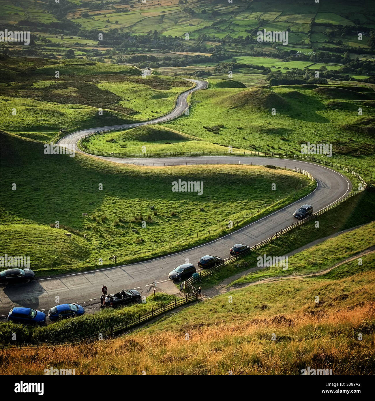A view of the Edale Valley from Mam Tor, The Derbyshire Peak District ...