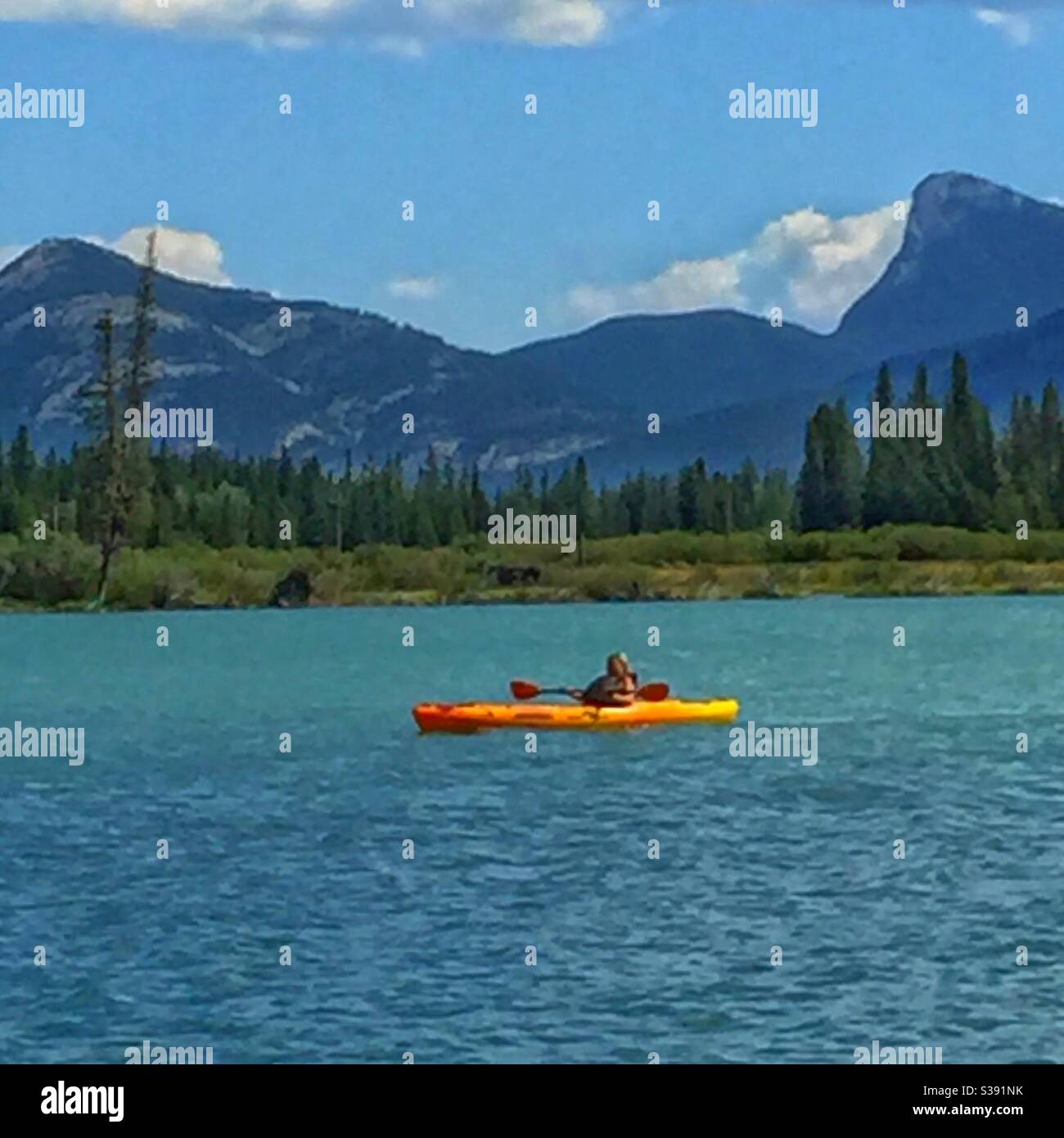 Canoeing, Gap Lake, Kananaskis Country, Alberta, Canadian Rockies ...