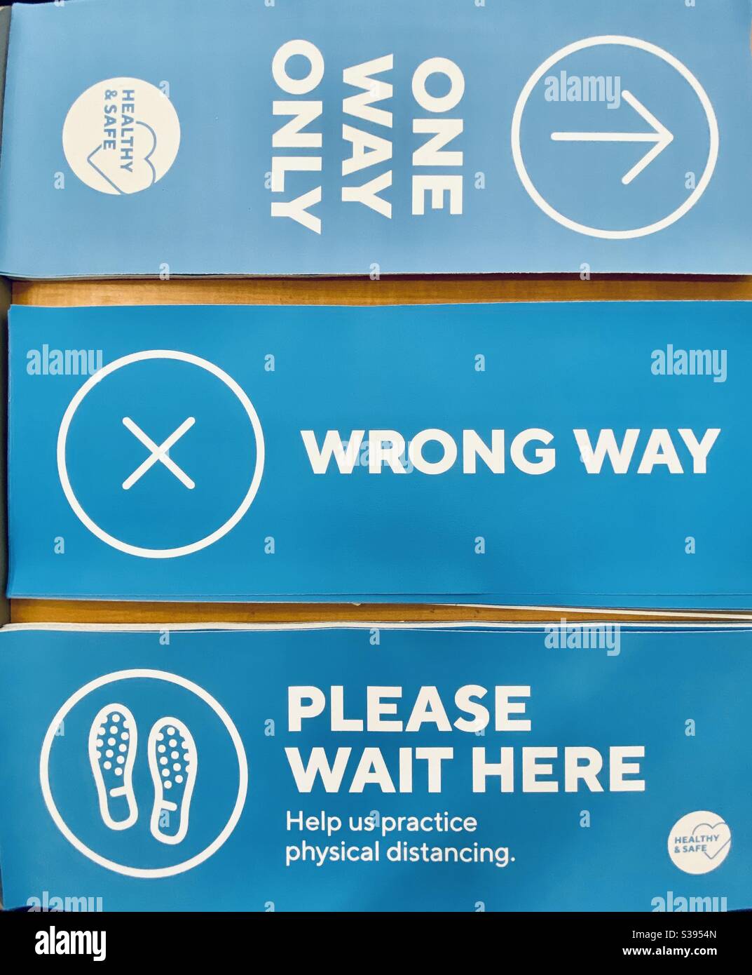 Confusing social distancing signs waiting to be installed at local ...