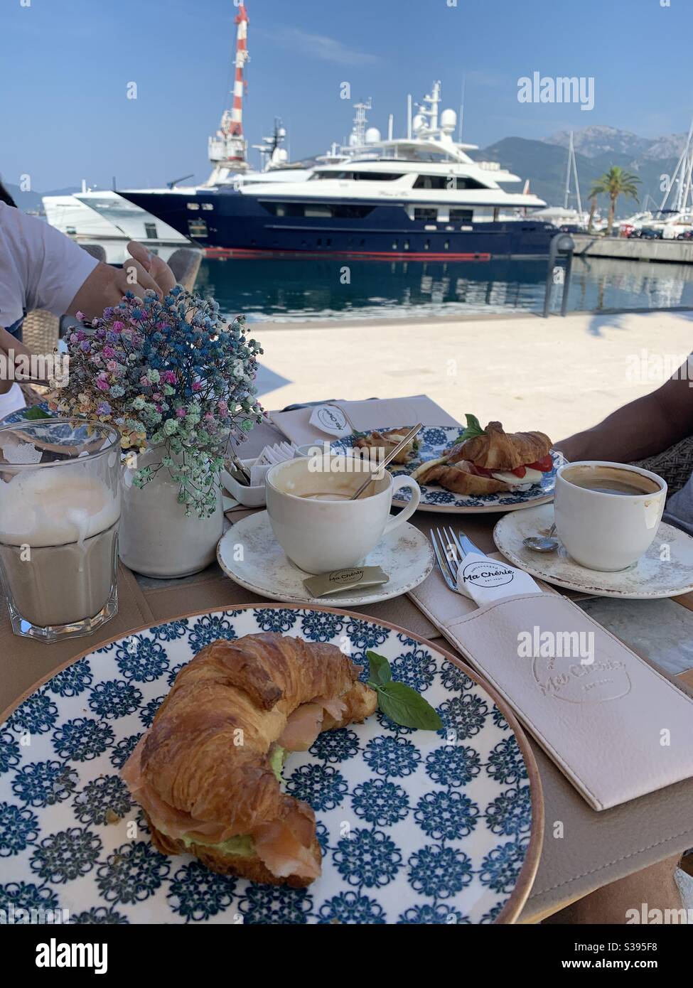 Breakfast croissant at Porto Montenegro Stock Photo - Alamy