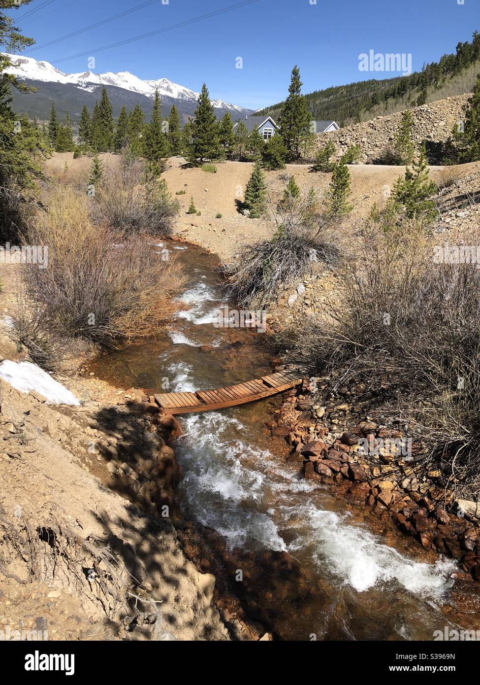 Bridge over river in Breckenridge, CO Stock Photo - Alamy