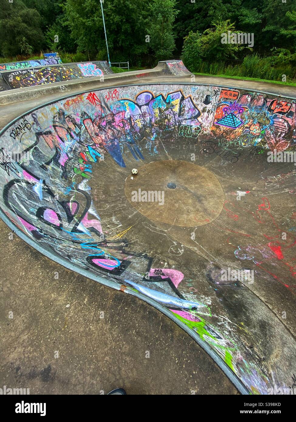 Skate park with a ball Stock Photo - Alamy