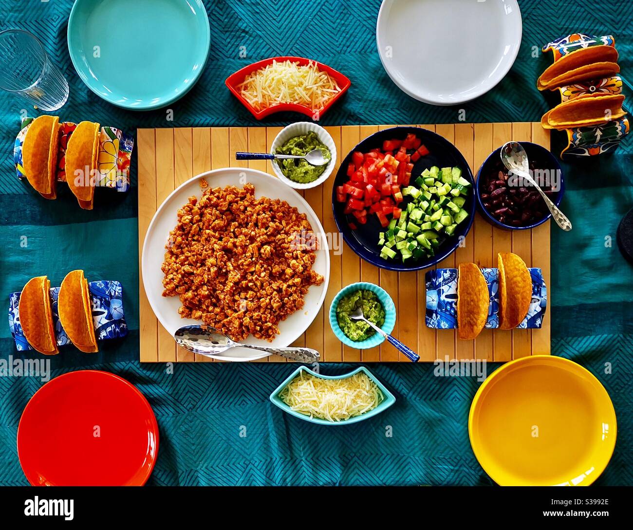 A colourful TexMex taco lunch Stock Photo - Alamy