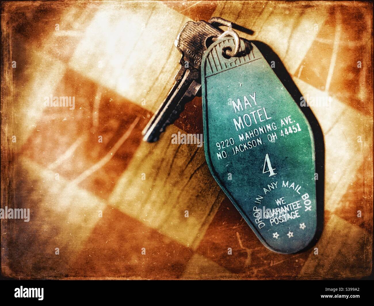 Vintage motel keychain Stock Photo - Alamy