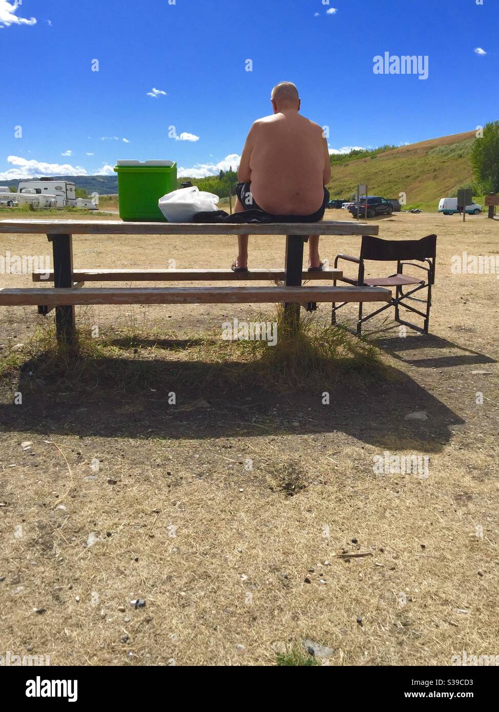 Traveling Alberta, Ghost River Reservoir, Ghost Lake, man, getting a ...