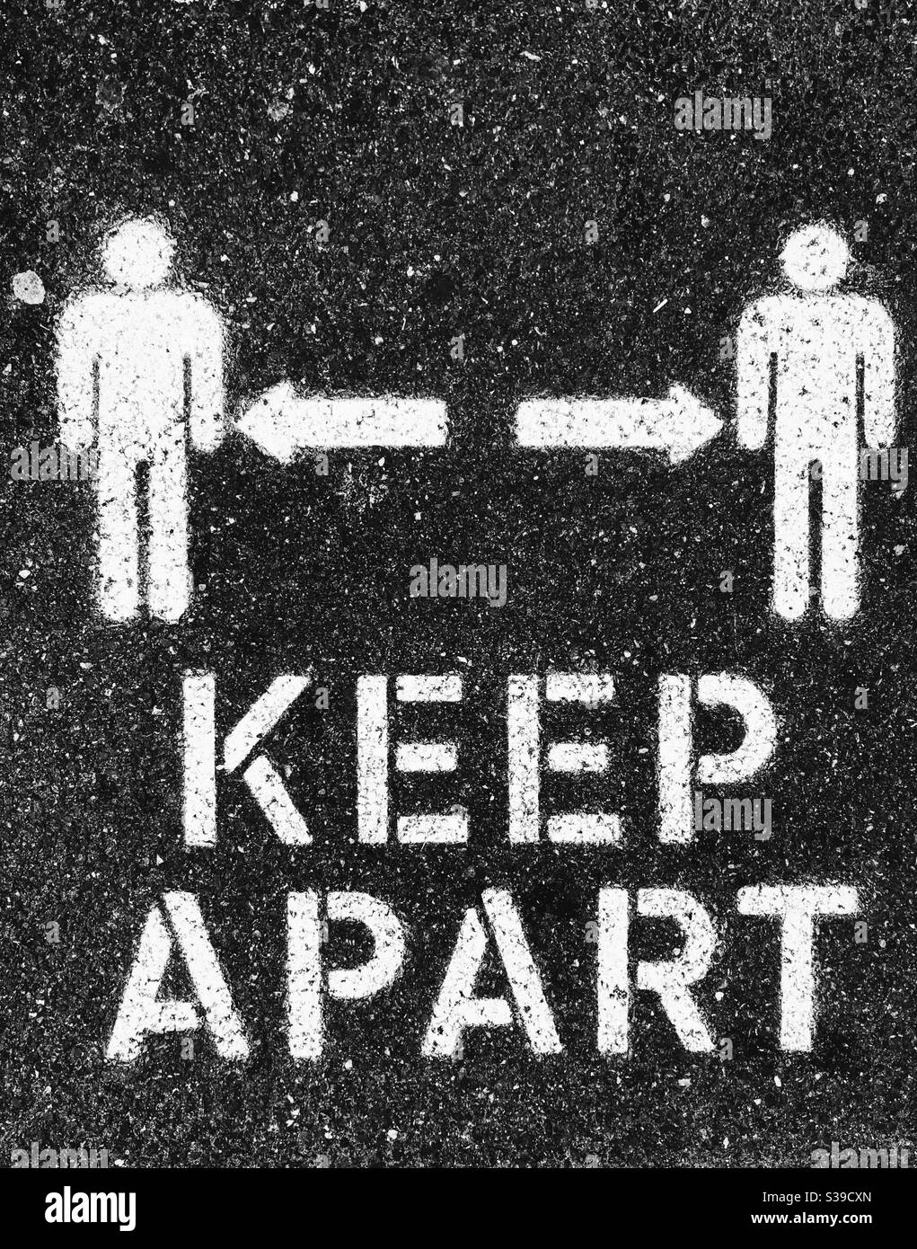 Keep your distance covid 19 sign Black and White Stock Photos & Images ...