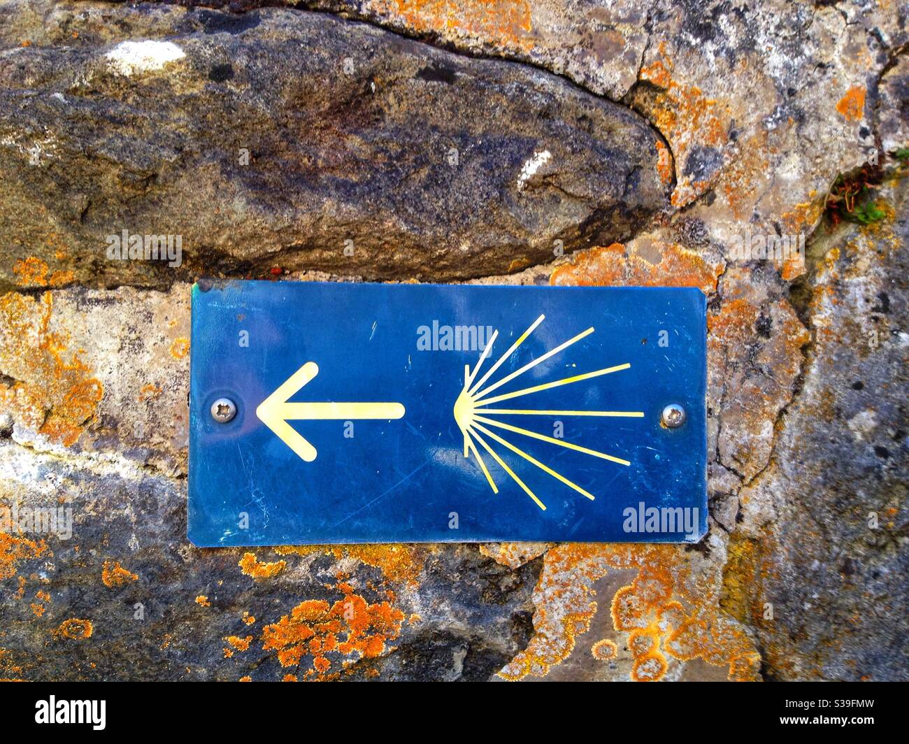 Way of St Jacques de Compostel, signage in Borce, Pyrenees Atlantiques ...