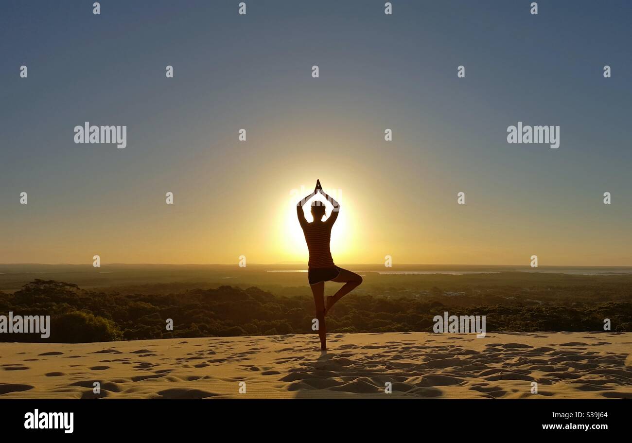 Tree pose silhouette hi-res stock photography and images - Alamy