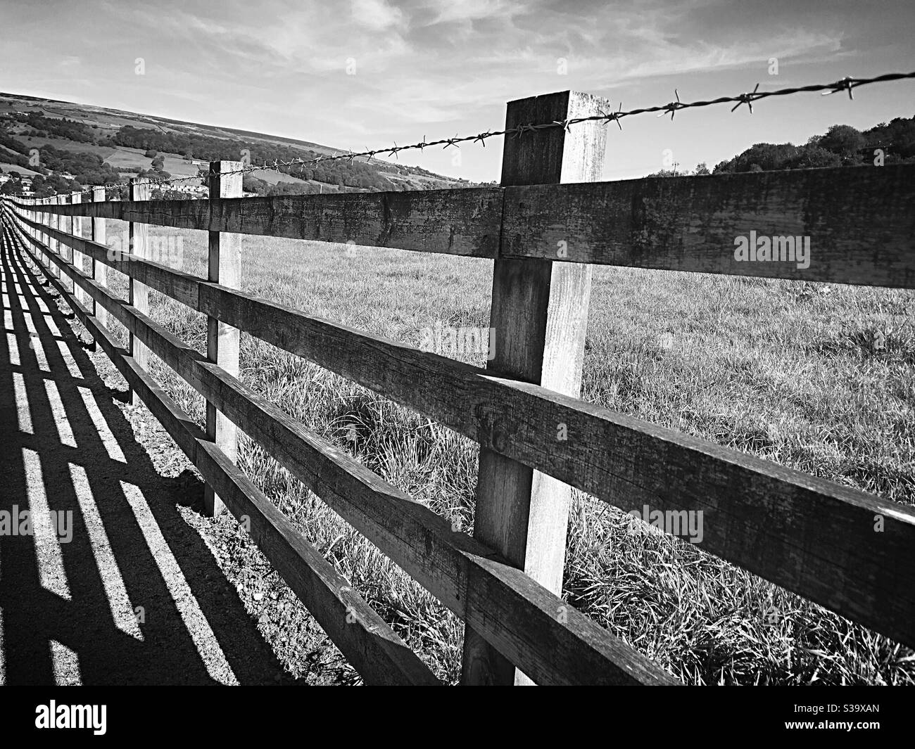 Field and fence Black and White Stock Photos & Images - Alamy