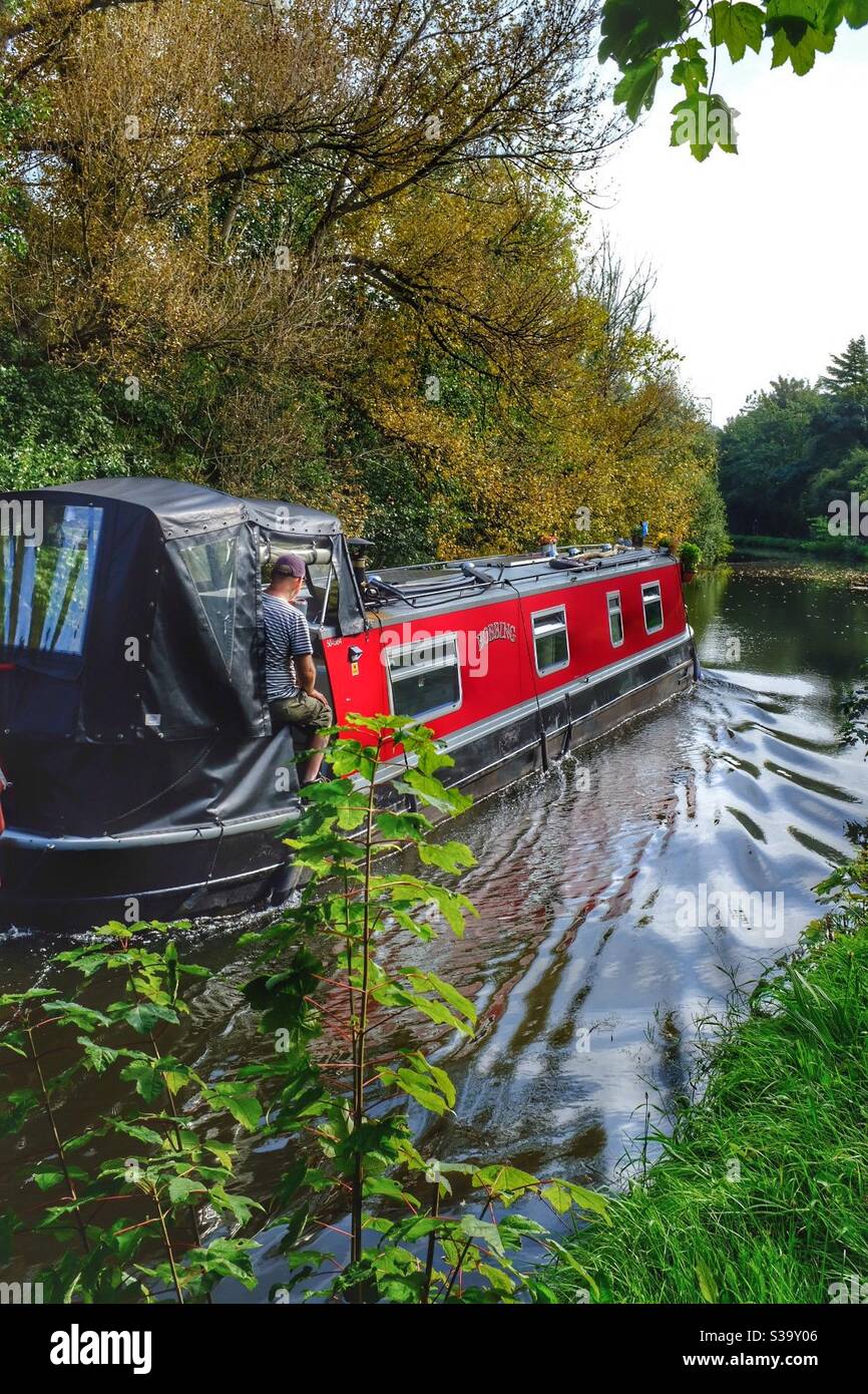 Red Canal Barge Stock Photo - Alamy