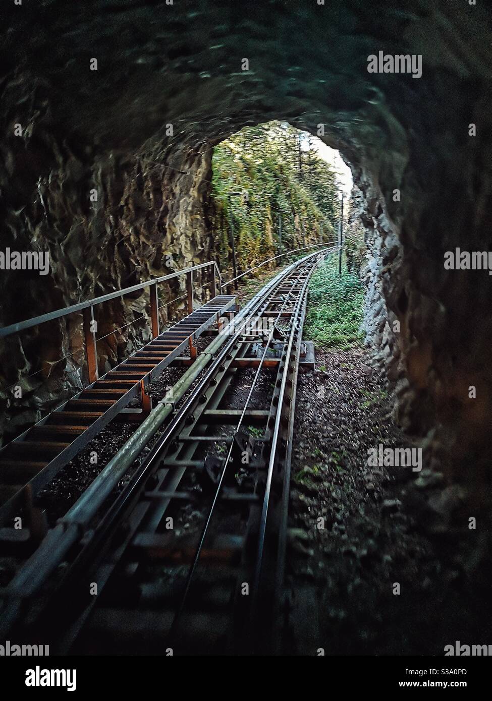 Funicular railway tunnel, Beatenberg, Bern, Switzerland Stock Photo - Alamy