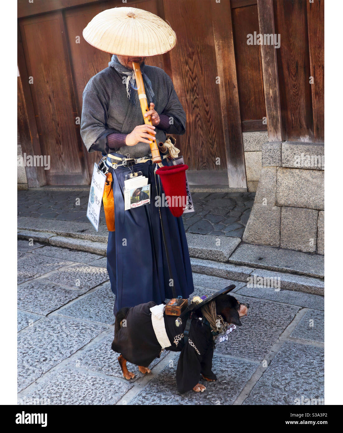 Samurai dog and owner Stock Photo - Alamy