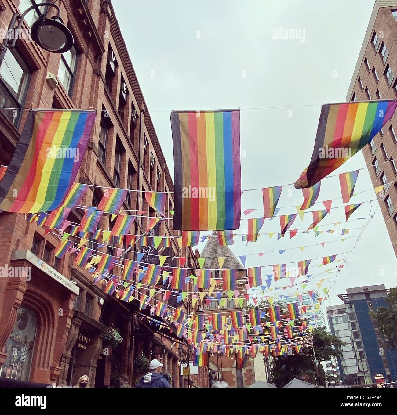 Manchester rainbow flag hi-res stock photography and images - Alamy