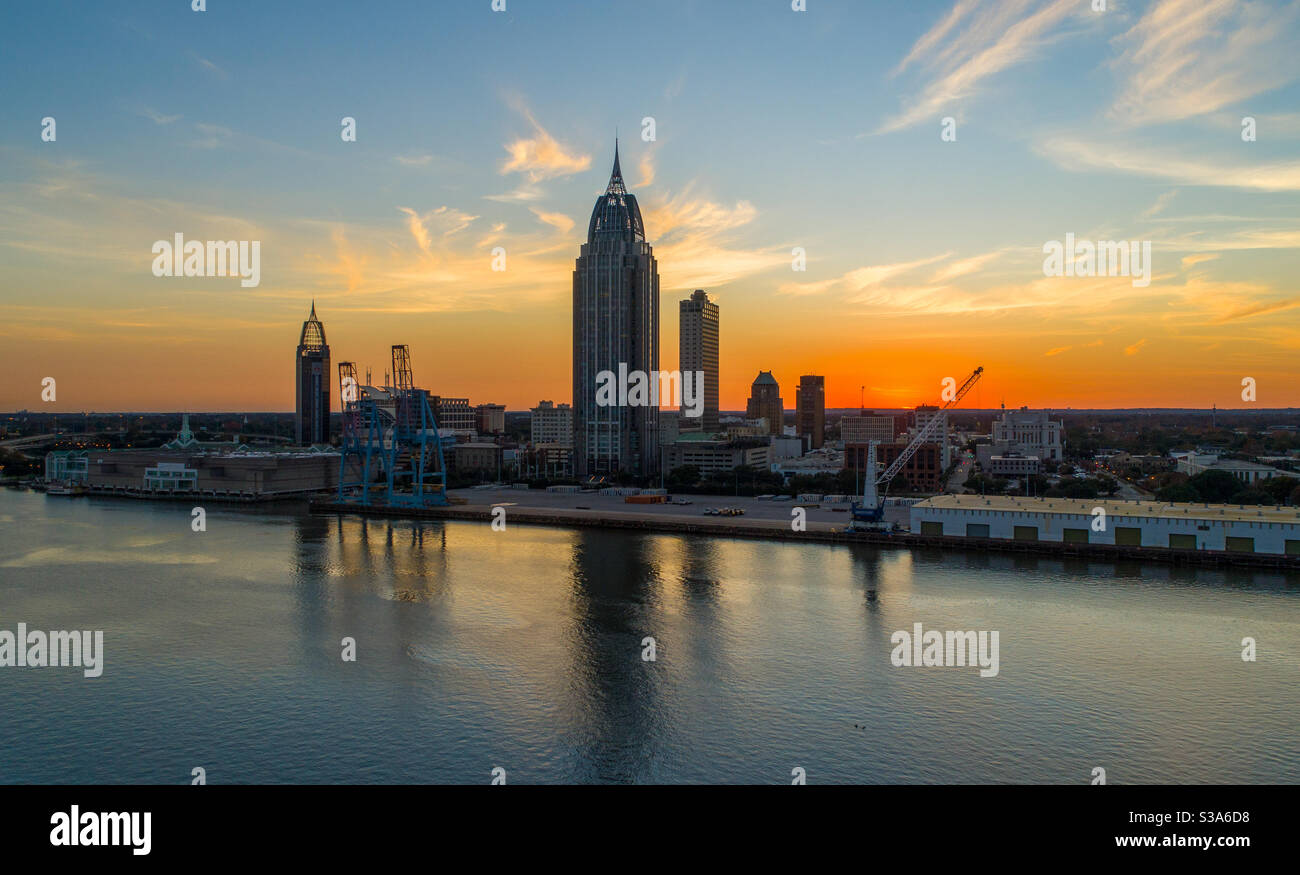 Downtown Mobile, Alabama skyline at sunset Stock Photo - Alamy