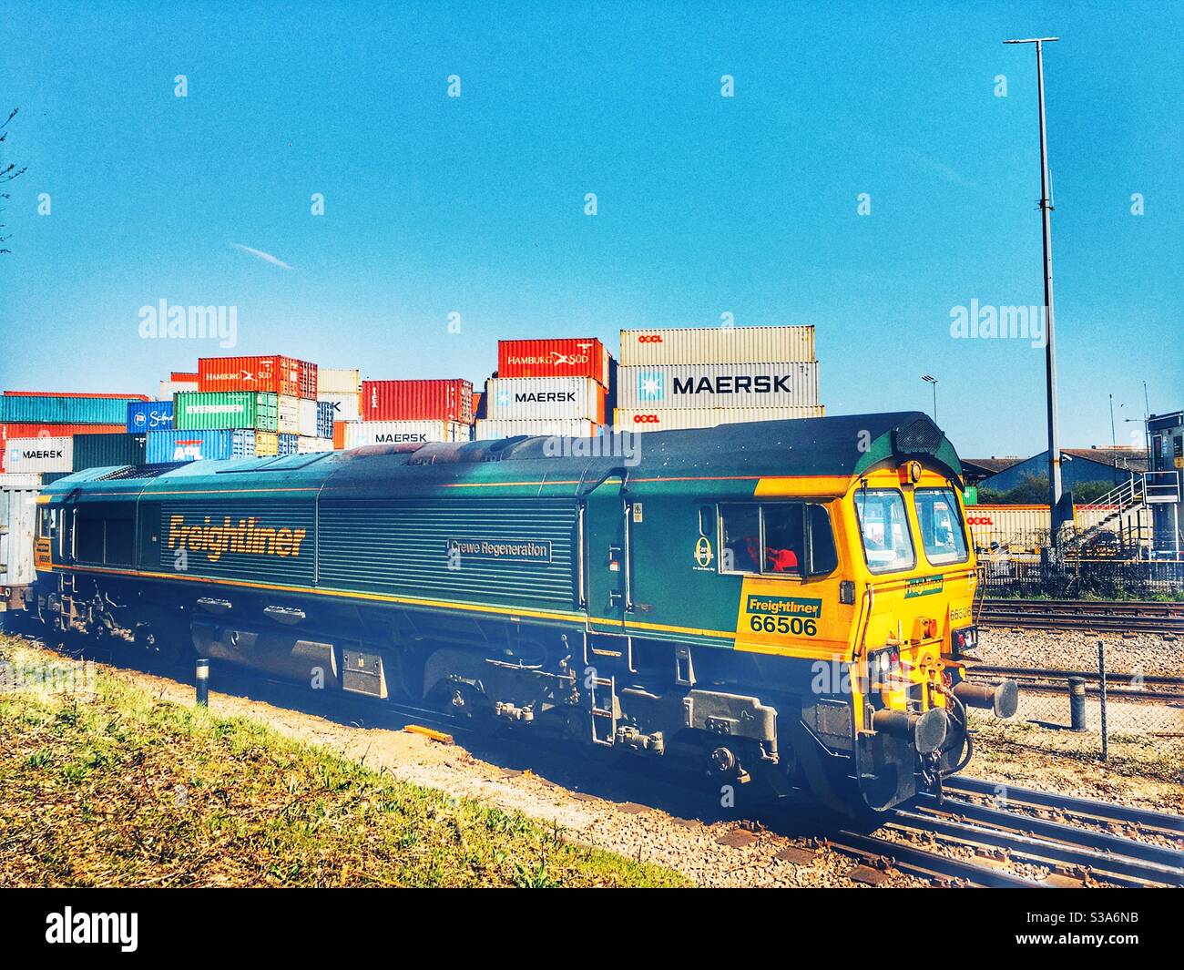 Freightliner class 66 diesel locomotive Port of Felixstowe Suffolk UK ...