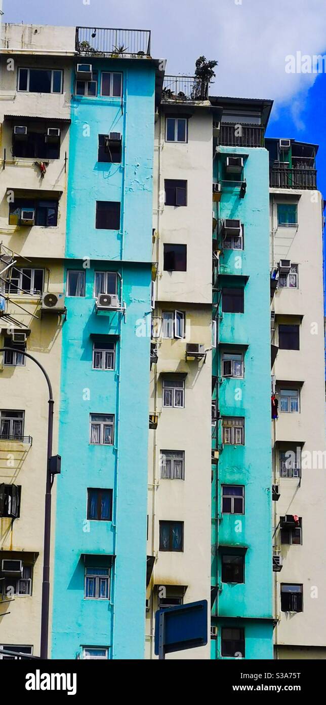 Colorful old buildings in Kowloon, Hong Kong Stock Photo - Alamy