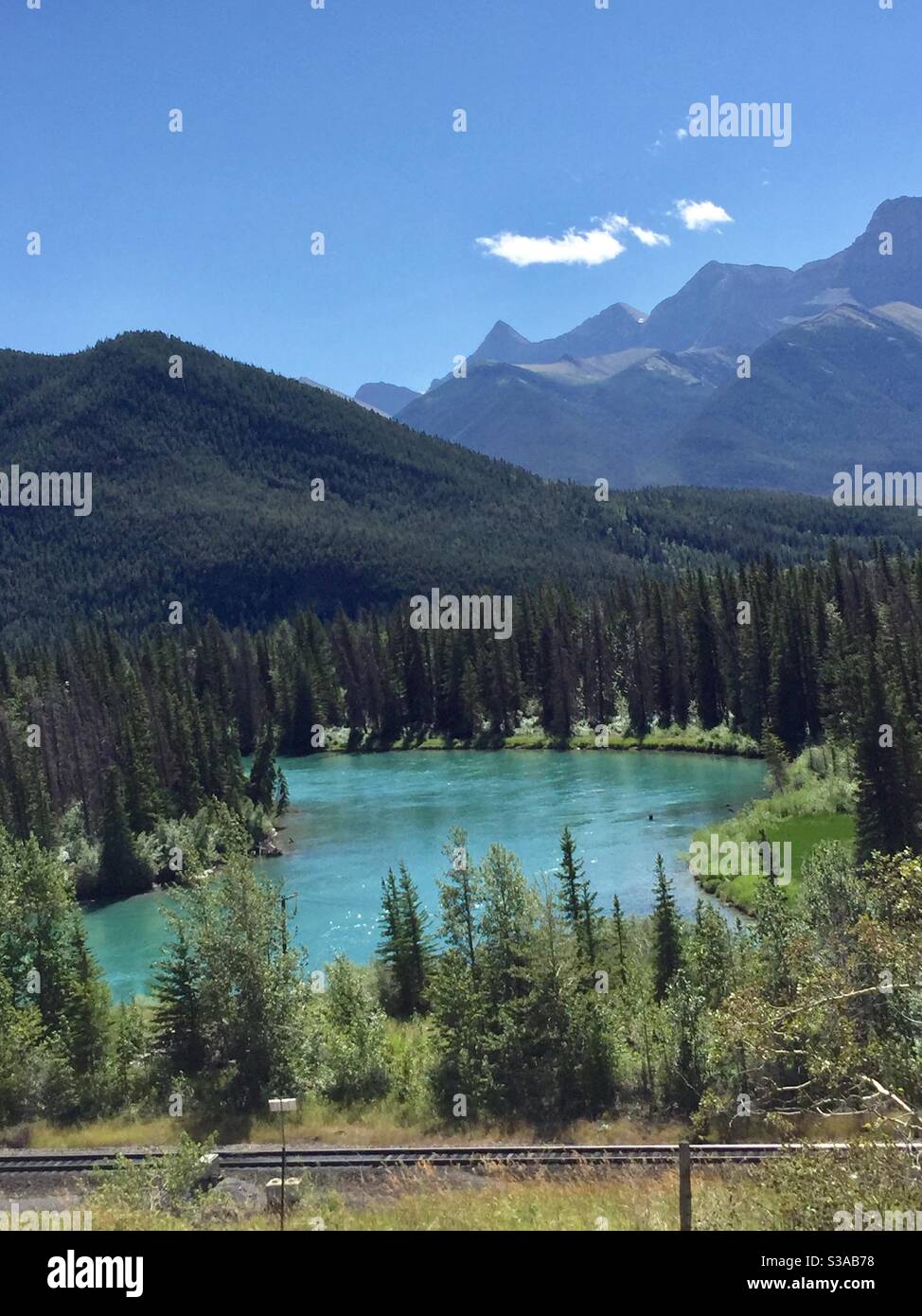 Travelling Alberta, Canadian Rockies, Alberta, Canada, the Bow River, Canadian Pacific Railroad ...