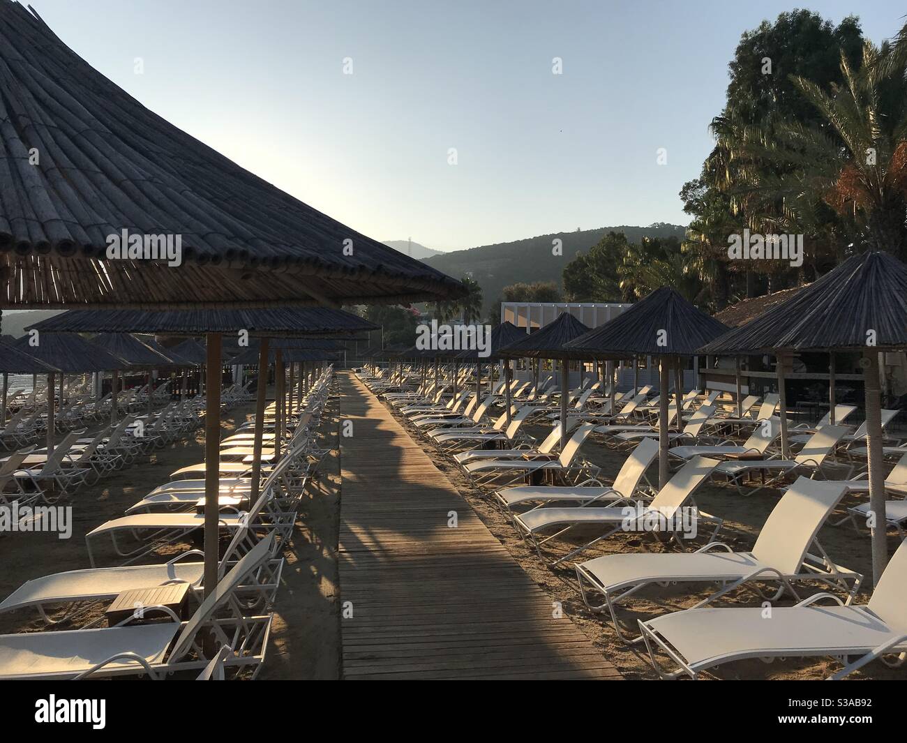 Holiday resort view early morning Stock Photo - Alamy