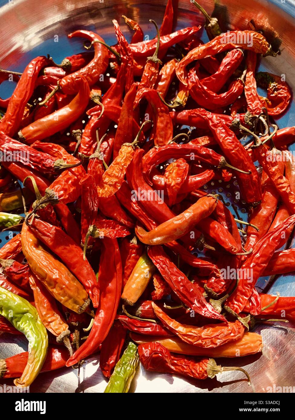 Sun-dried Red Hot Chillies Stock Photo - Alamy