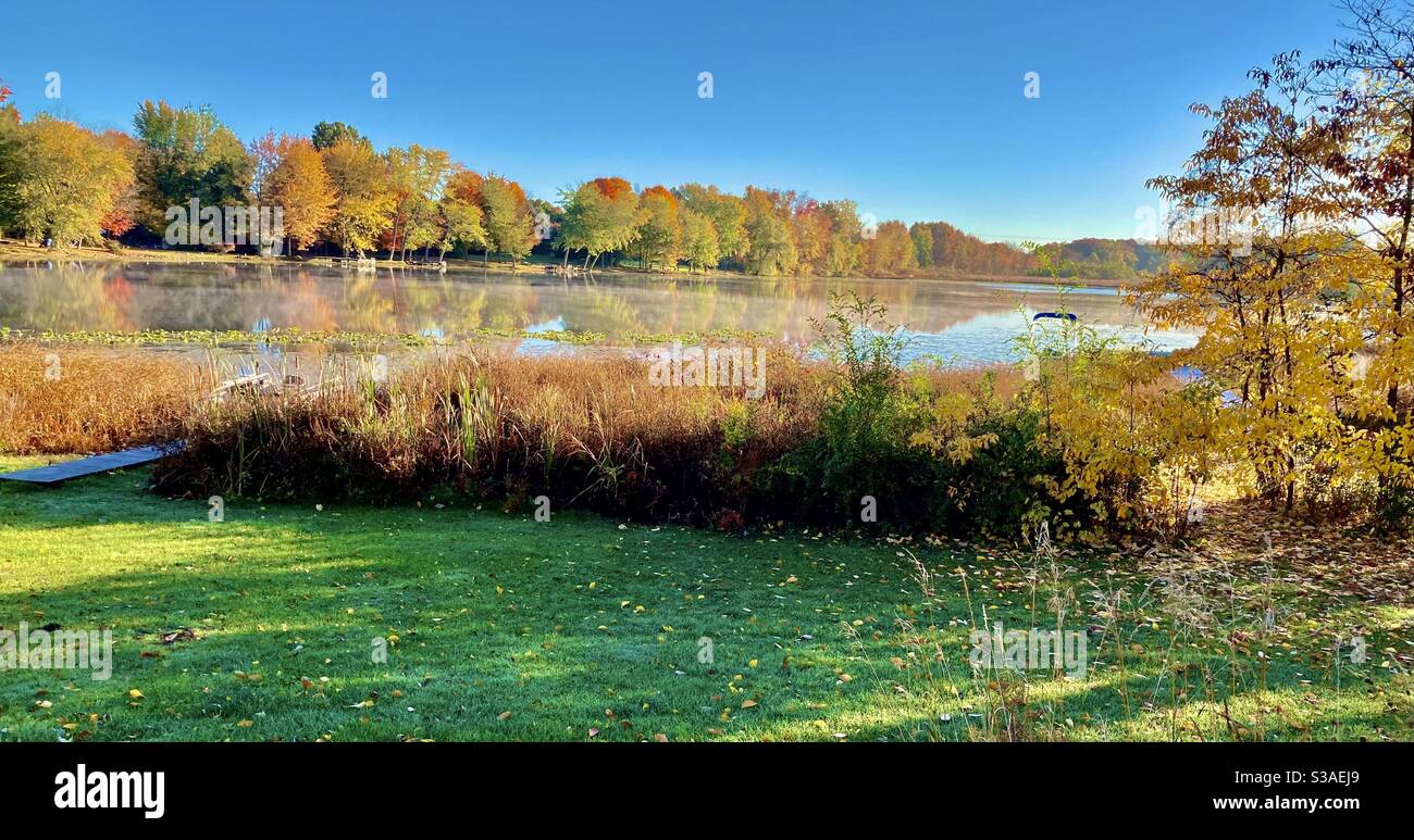 Lake with fall colors Stock Photo - Alamy