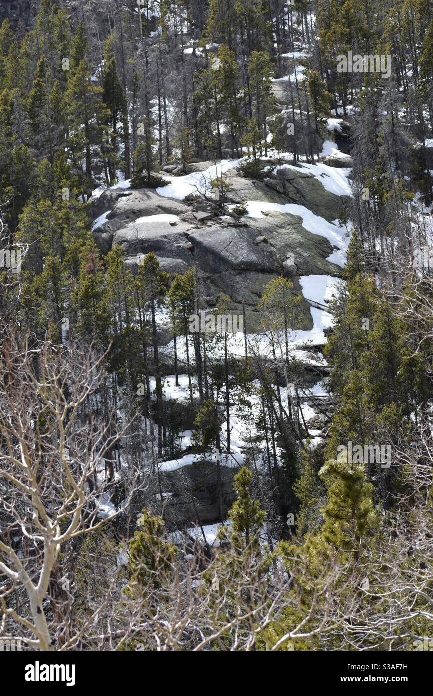 Snowy rock outcrop Stock Photo - Alamy