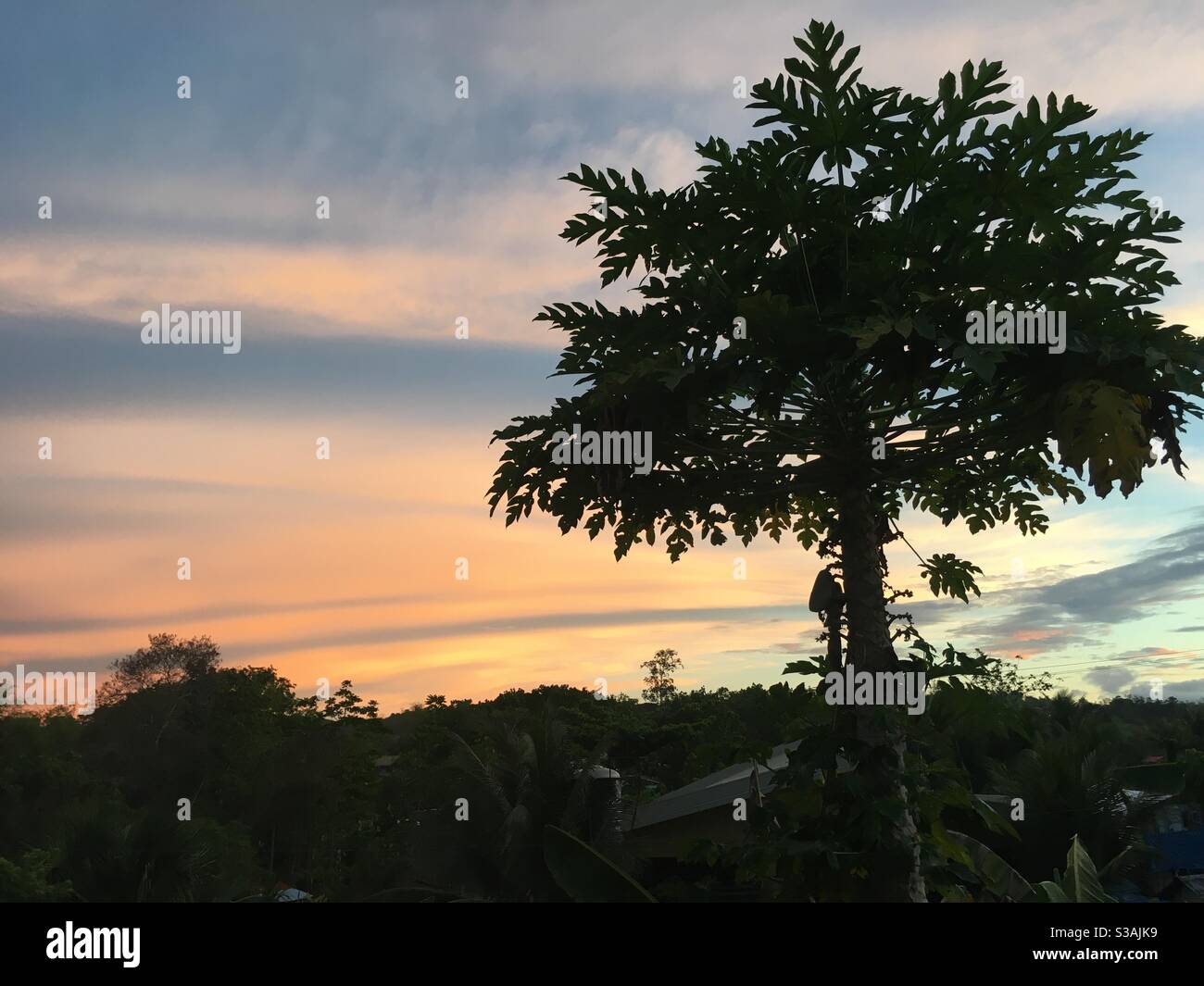 A lovely display of colors in the sky during sunset which serves as the ...