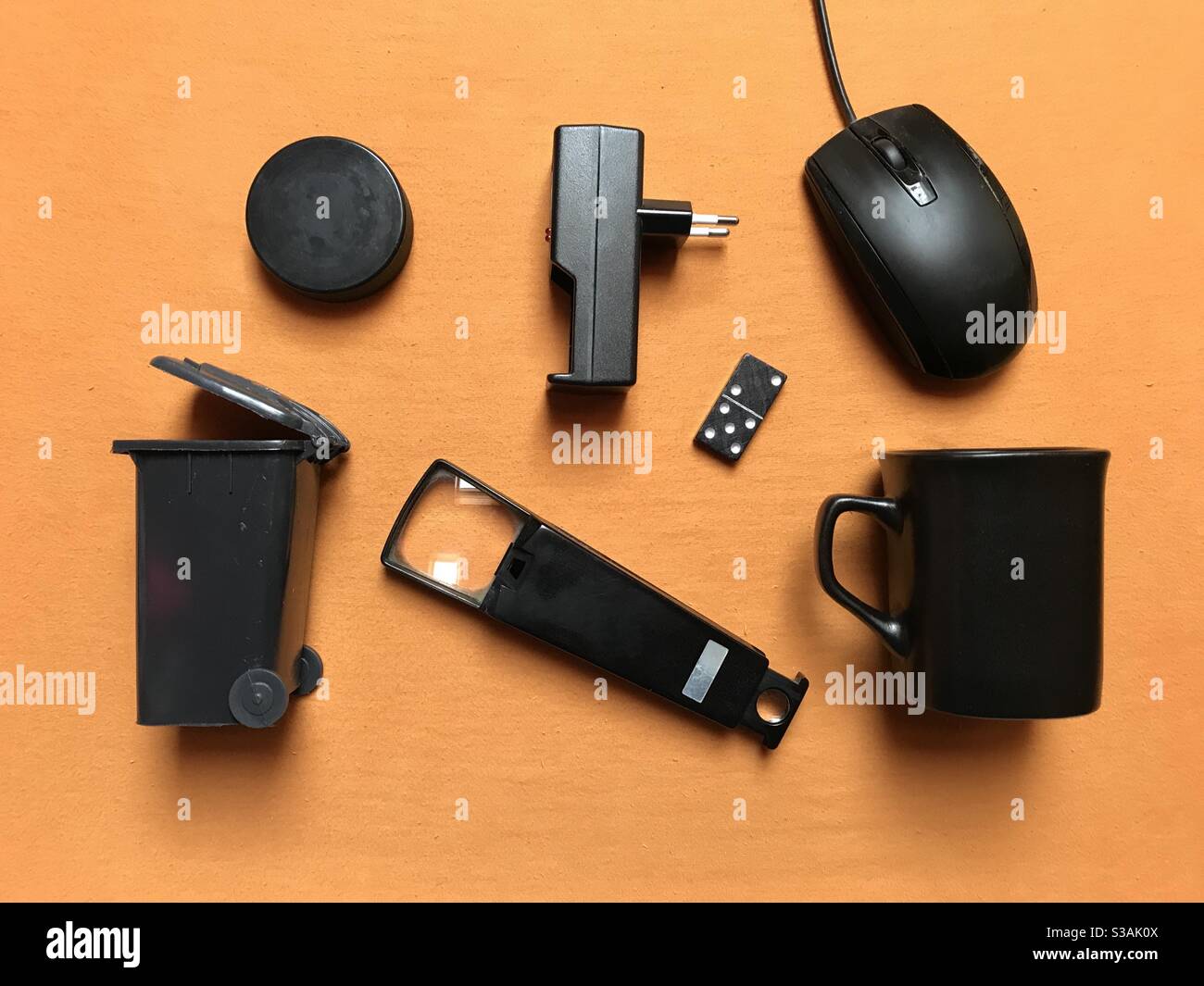 Collage of Seven Black Objects Stock Photo - Alamy