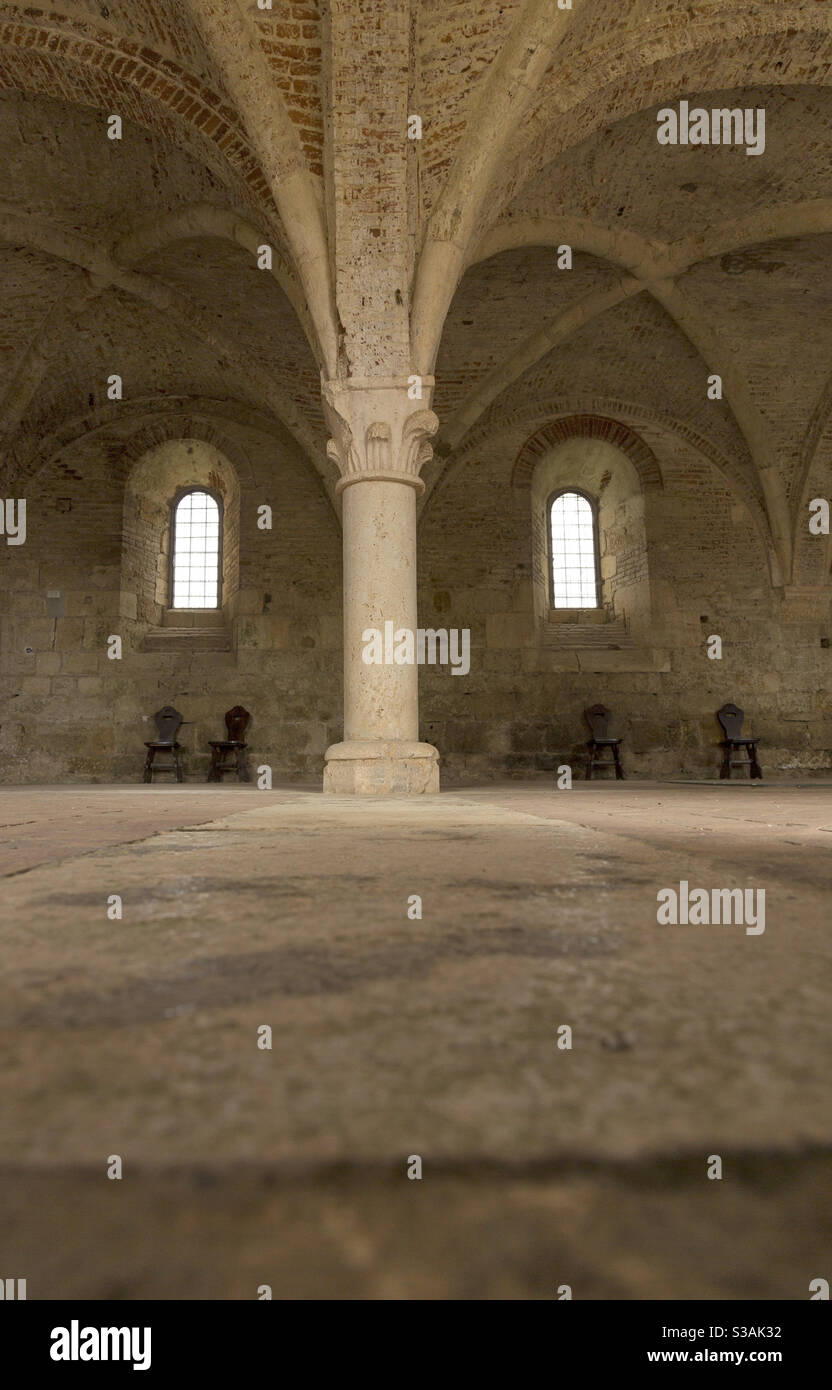 Interior of an abandoned monastery in Italy Stock Photo - Alamy